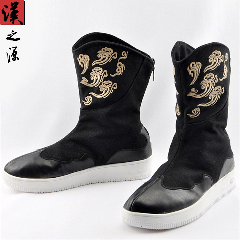 Chinese wind men's shoes retro official boots Xiangyun embroidery ...
