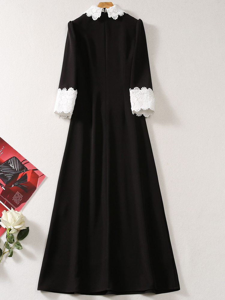 British temperament 2023 autumn new high sense professional slim women's black long shirt dress ...