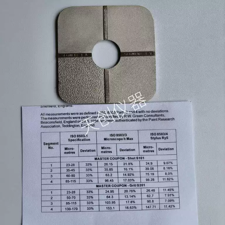 英国产SP125喷砂粗糙度比较板符合ISO8503标准 用于SA2.5级表面评估