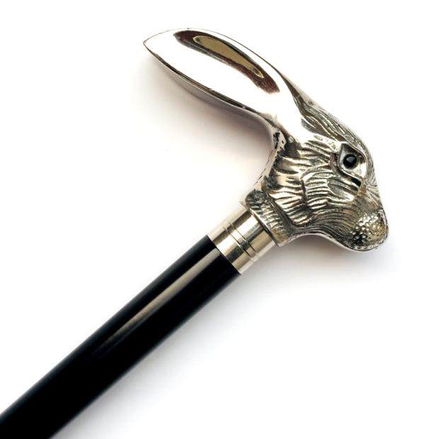 British gentleman's cane silver rabbit head alloy handle British ...
