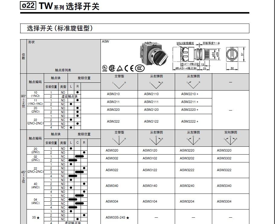 ASW211 ASW0201和泉IDEC二档选择开关22MM不复位一开一闭-阿里巴巴