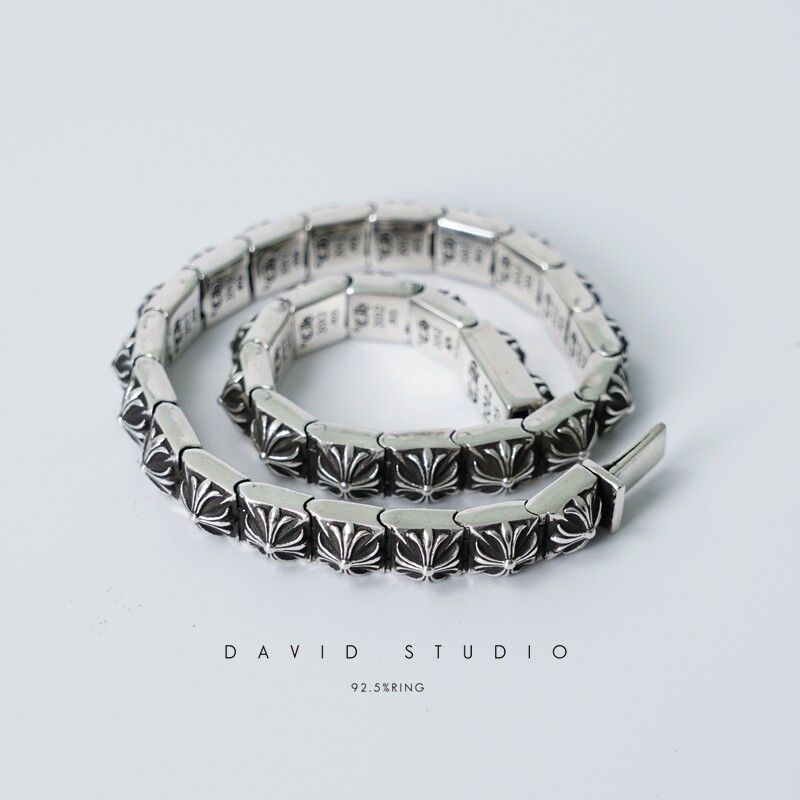 David S925纯银情侣手链 ：做旧潮流，高逼格时尚，你的专属爱情信物！💍-手链-淘宝好物网
