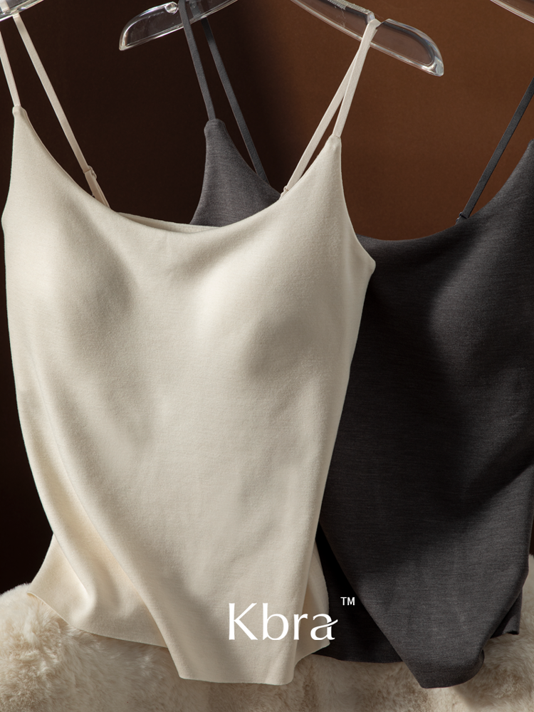 Kbra磨毛保暖吊帶背心女士2025新款冬季帶胸墊打底內搭可外穿上衣|保暖背心|ETMall東森購物網