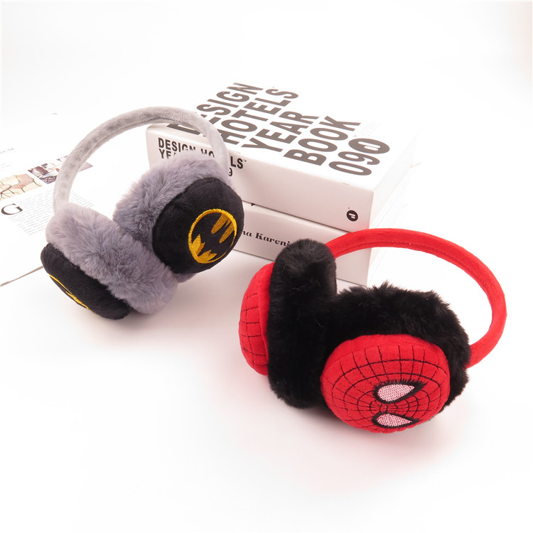 Kids Ear Tips Winter Cute Cartoon Superman Spider-Man Plush Warm Ear ...