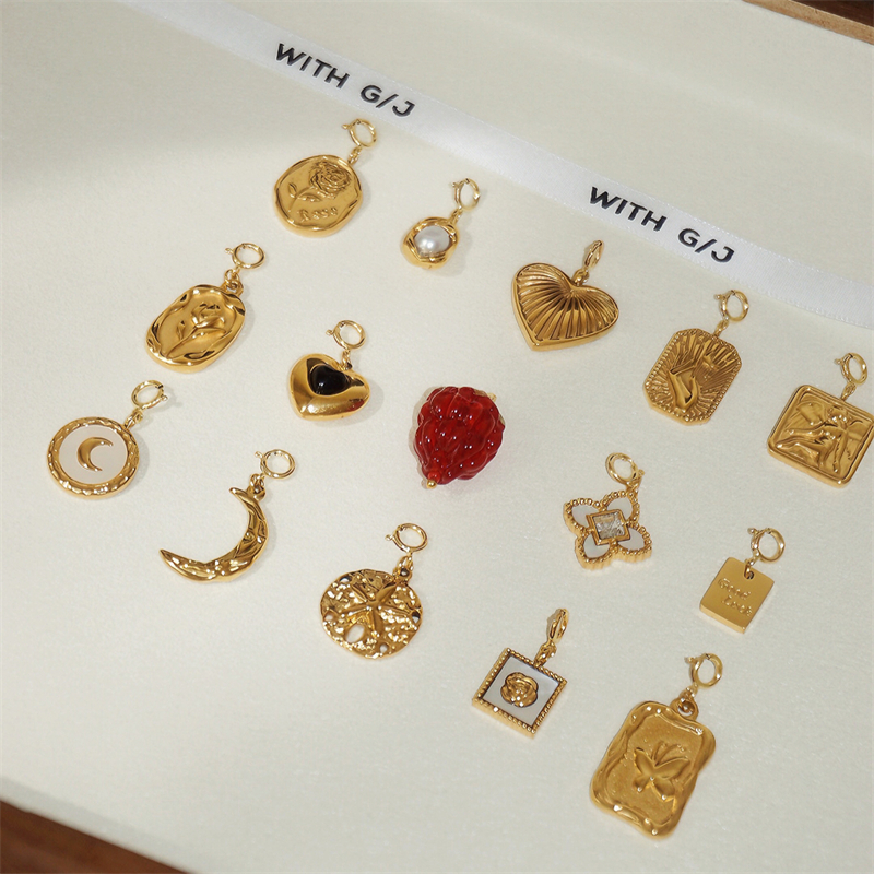 WITH GJ 可拆卸不褪色14K包金萬能扣吊墜DIY質感愛心厚鍍真金項墜-Taobao