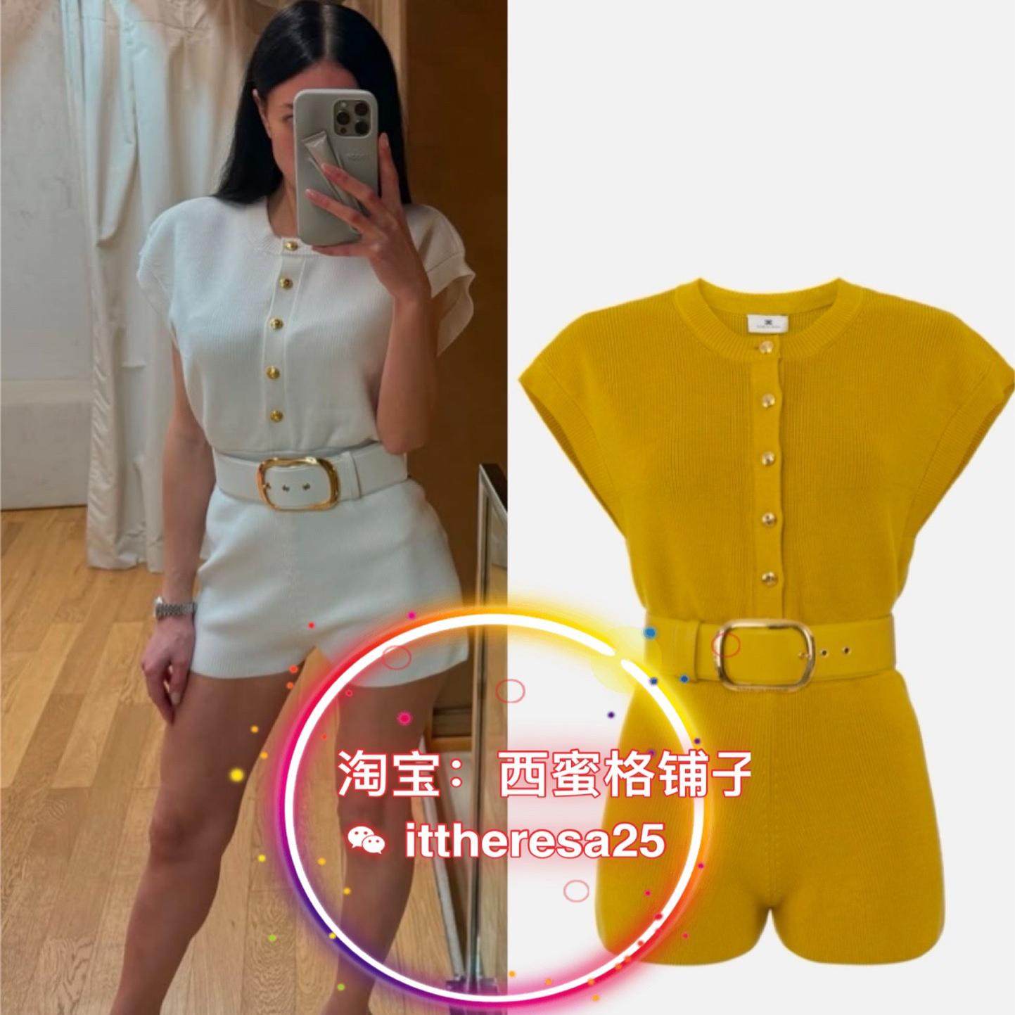 意大利专柜代购2025春夏celyn.b纯色腰带圆领无袖针织随意连体裤