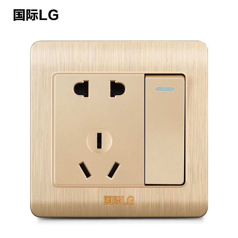 International LG household switch socket 86 type brushed gold wall with ...