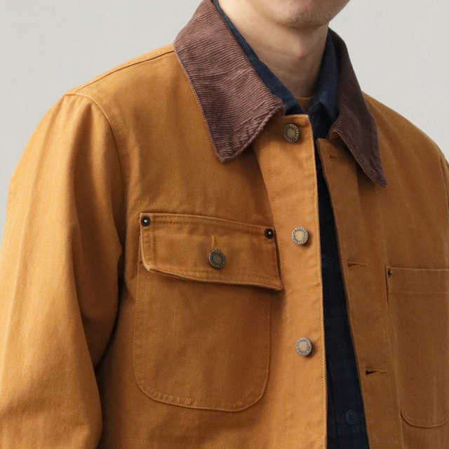 Heavy canvas hunting American retro core velvet collar Micher Xiegen ...