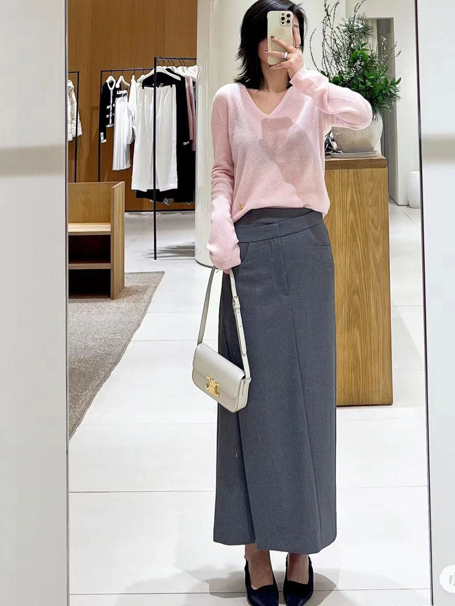 ED2024春款不规则解构错位双腰头侧边开衩西装半身裙长裙气质个性-Taobao