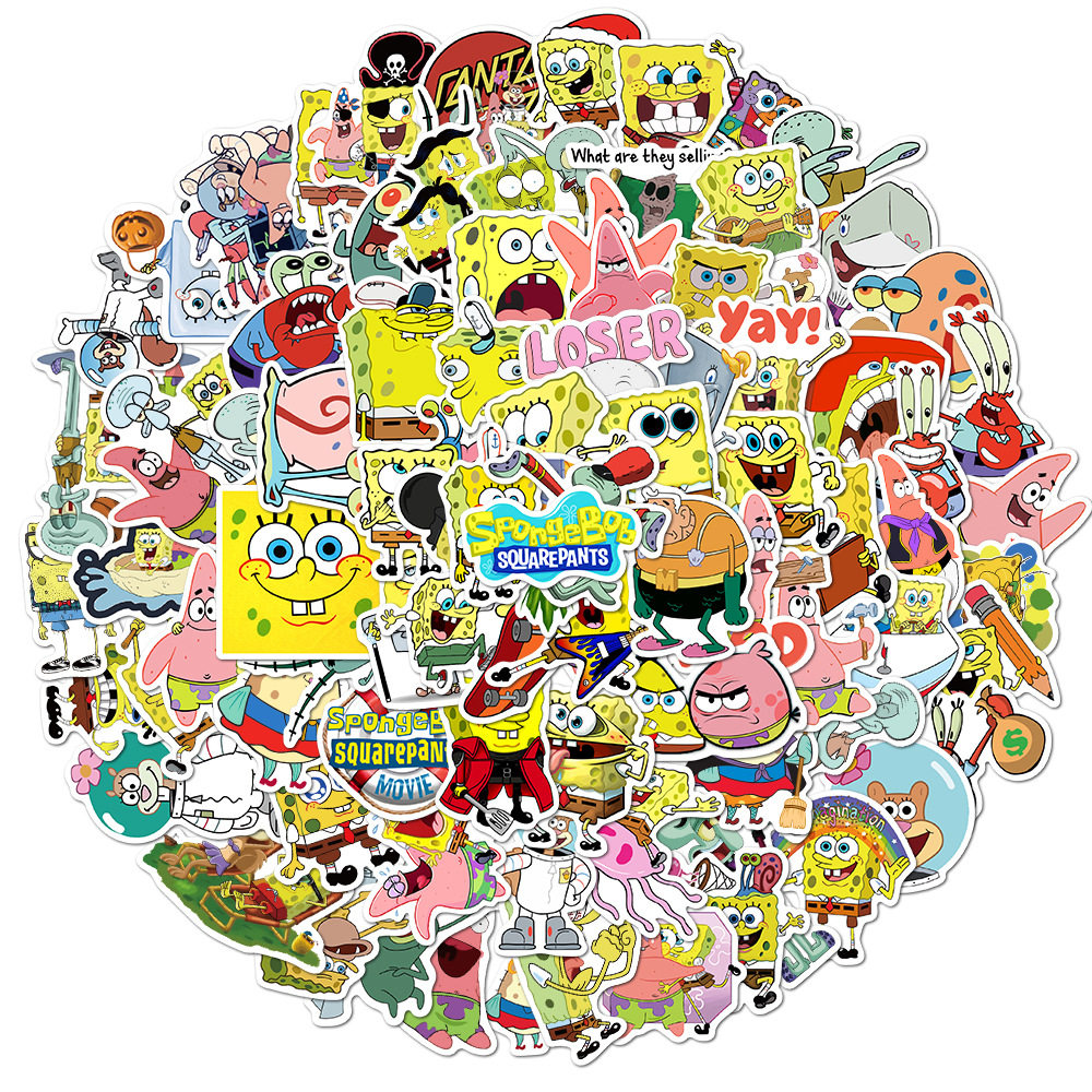 Spongebob squarepants is ecstatic! 100 cartoon stickers to instantly ...