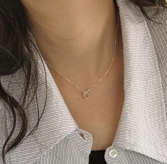 yuini韩国代购官网正品 22夏 简约吊坠圈圈925银细项链-Taobao