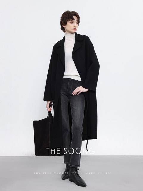 Two-piece high-strength wool slim handmade wool coat mid-length coat 3042
