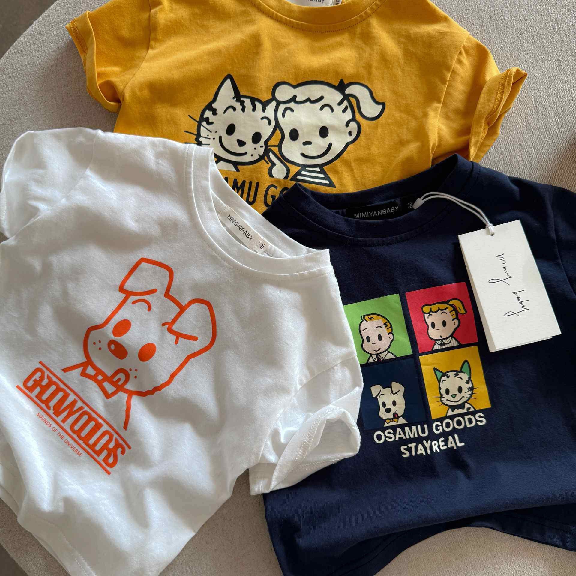 Chenma Children's Short Sleeve 2025 Summer Boys and Girls Japanese Trendy Cartoon Pure Cotton T ...