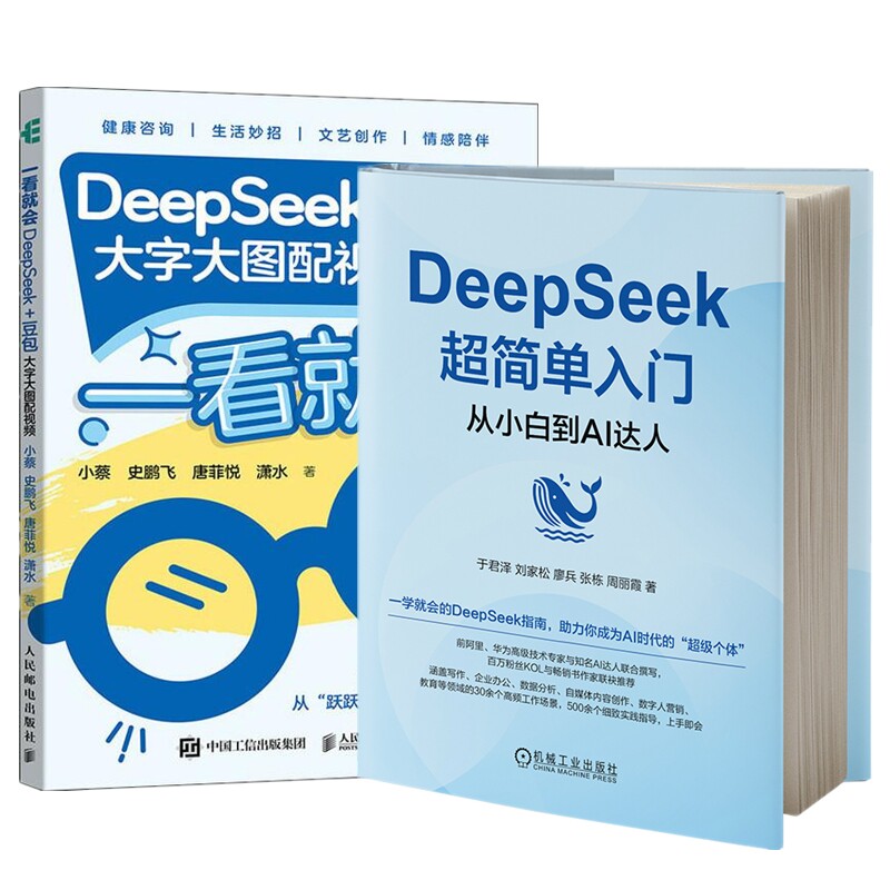 一看就会 DeepSeek+豆包 大字大图配视频+DeepSeek超简单入门 从小白到AI达人 eepseek从入门到精通ds实用操作指南零基础入门