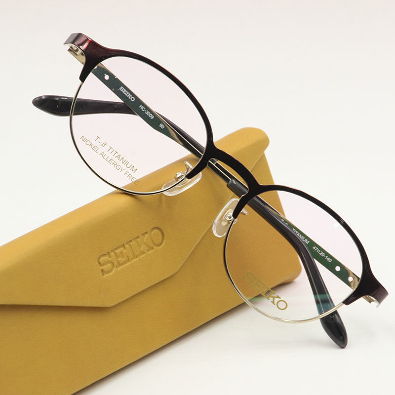 [USD 127.68] Precision glasses frame ultra light pure titanium half ...