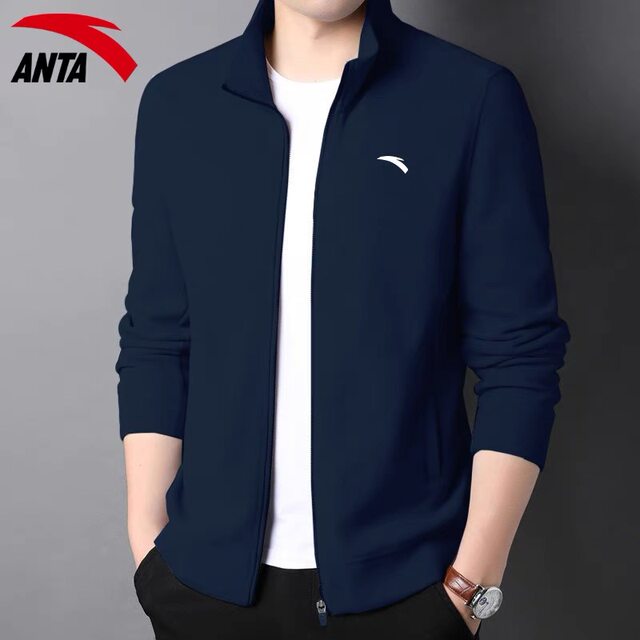 Anta jacket men's spring and autumn men's blue stand-alone cardigan ...