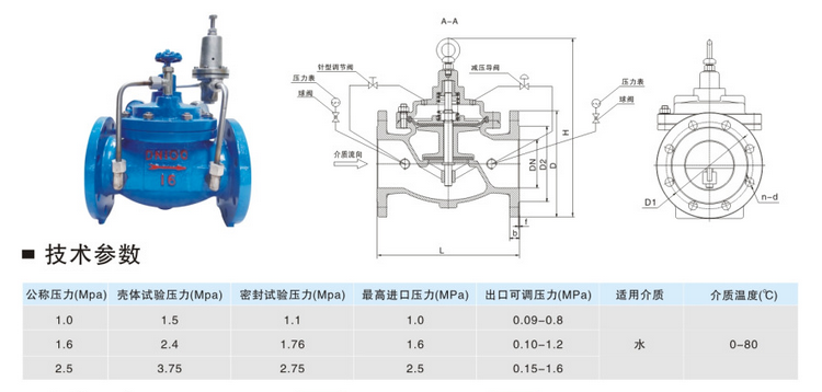 200X-16Q可调式减压阀自来水先导式法兰消防水力控制阀稳压阀-阿里巴巴