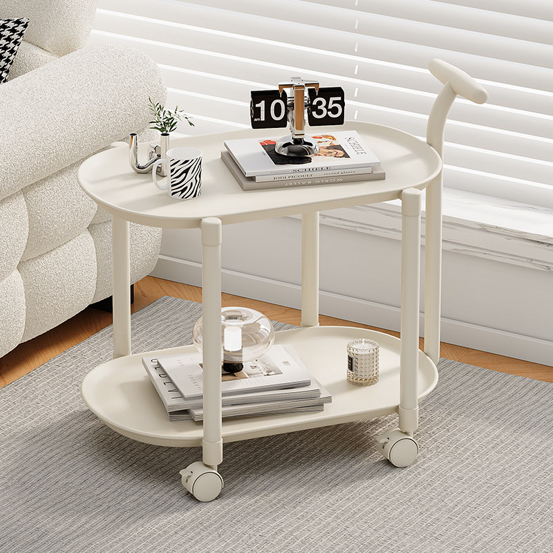Movable trolley side table cream style storage rack! handy gadget with ...