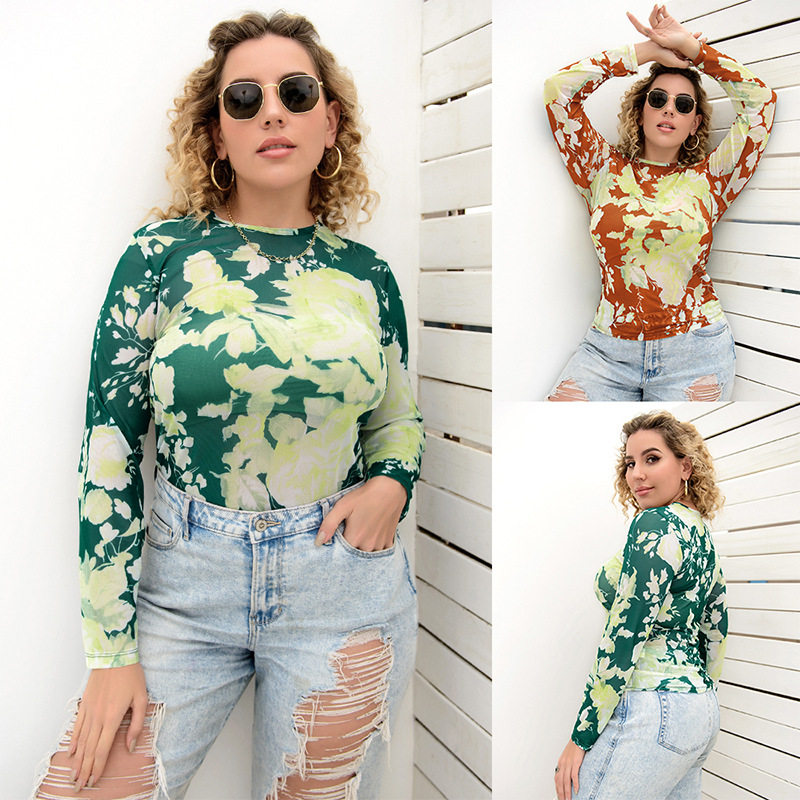 FAT GIRL SEXY TIE-DYE SLIM TOPS 2XL-5XL large size plug-in slim high ...