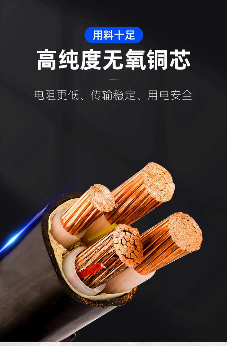 国标铜芯三四电缆线YJV2 3 4 5芯1.5 2.5 4 6平方护套电线电源线-阿里巴巴