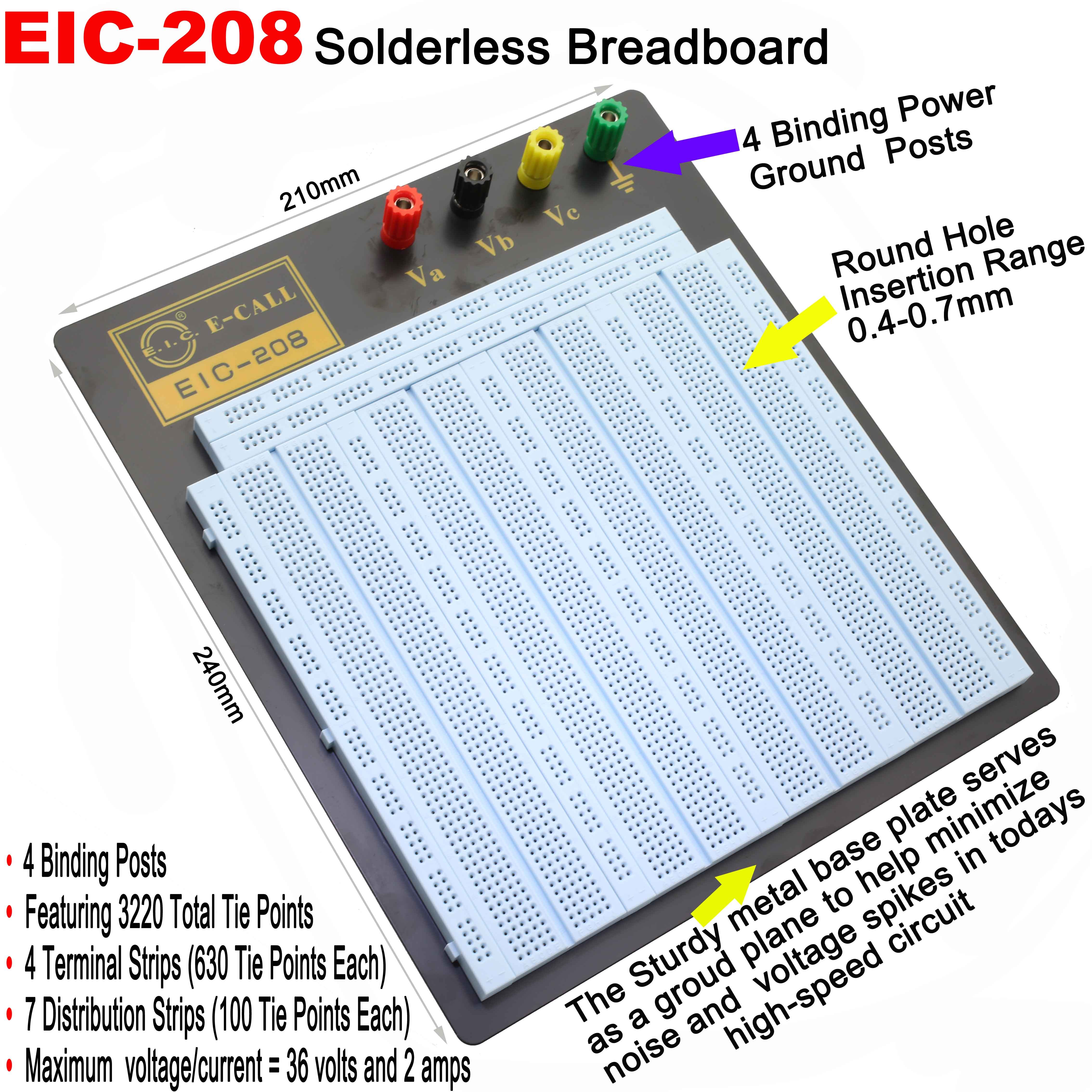 EIC-208免焊面包板3220孔Solderless BreadBoard钢底板 带跳线套装的优质面包板