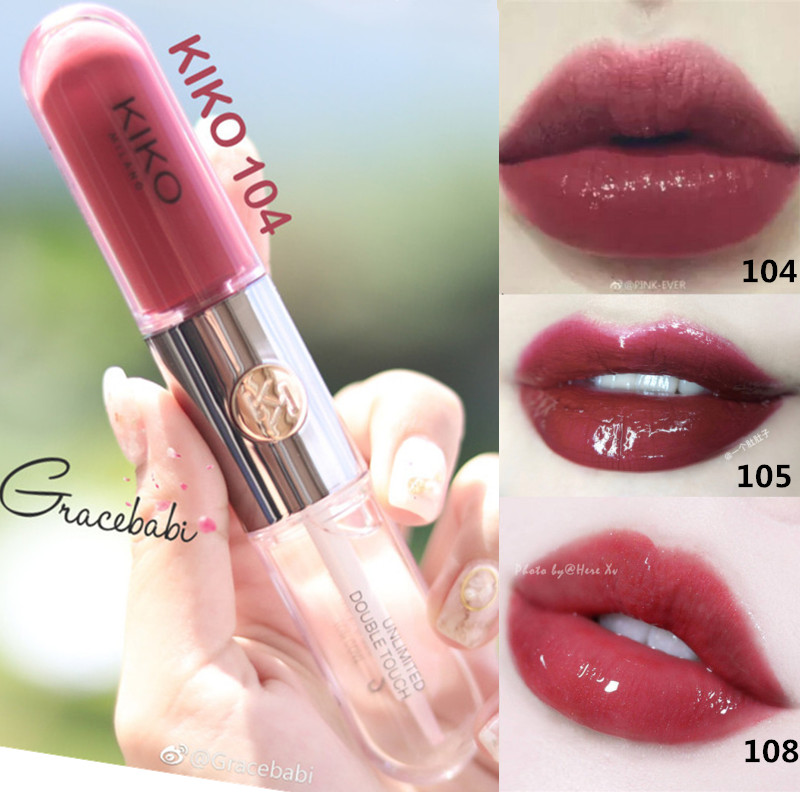 [USD 45.18] kiko Double Touch Lip Glaze 103 104 108 126 Dual Use Double Touch Non-stick Cup ...