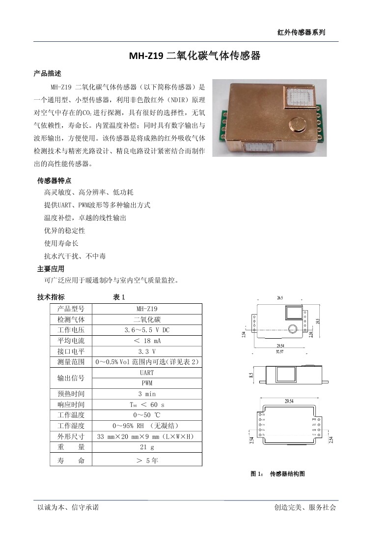 红外二氧化碳传感器 MH-Z19B MH-Z19C CO2检测传感器模块-阿里巴巴