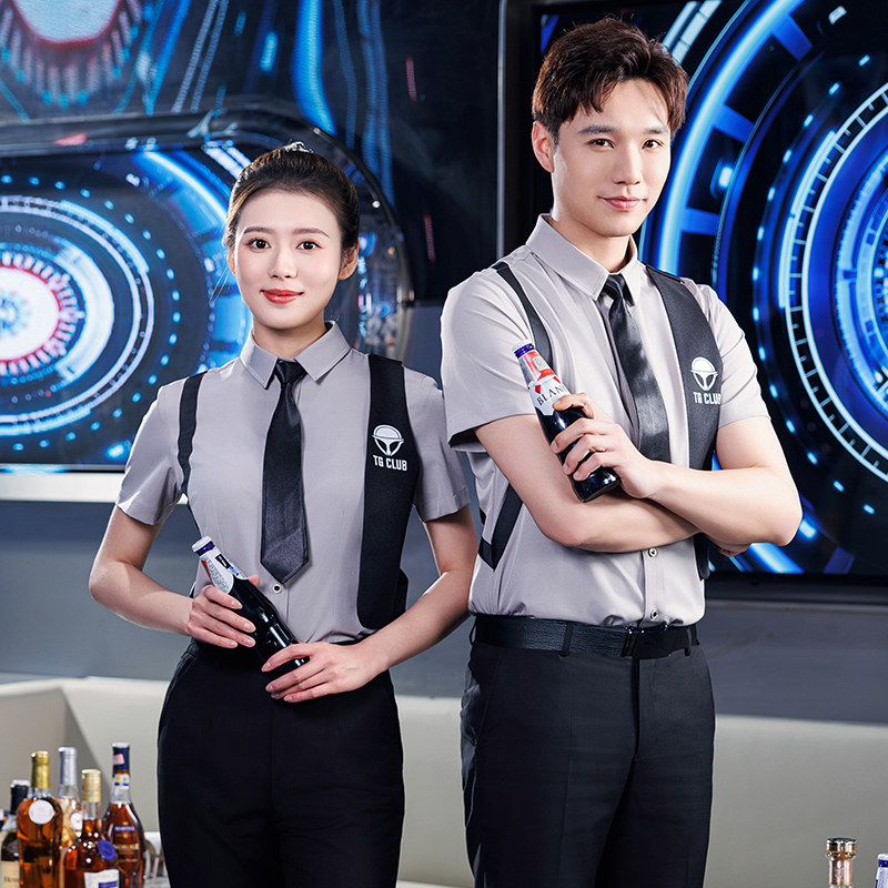 A must buy for 25 years! qingyi bar waiter work uniform short-sleeved ...