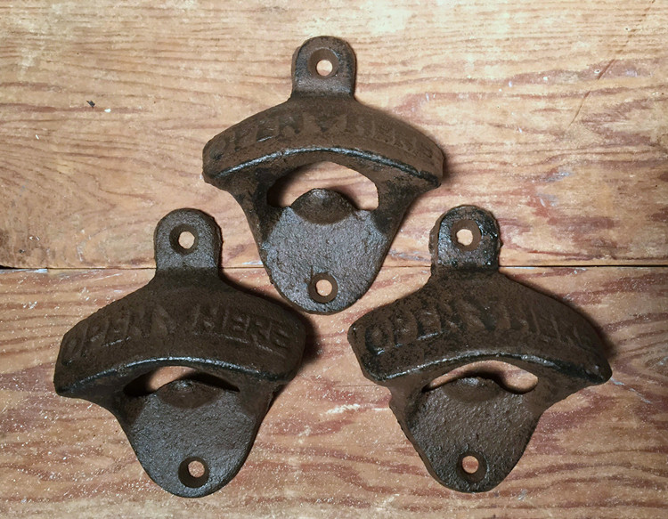 Vintage distressed cast iron bottle opener | magnetic wall-mount ...