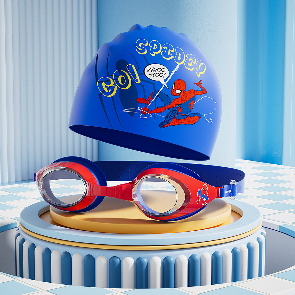 Disney boys' swim goggles & cap set - spider-man design, hd anti-fog ...