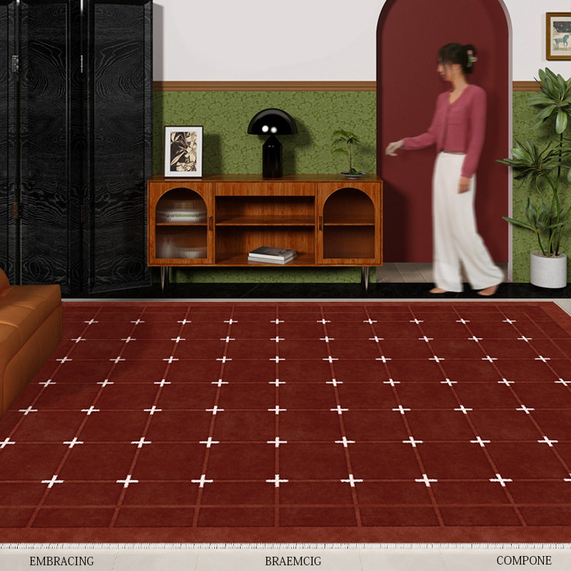 The retro-style carpet is stain-resistant and easy to care for in the ...