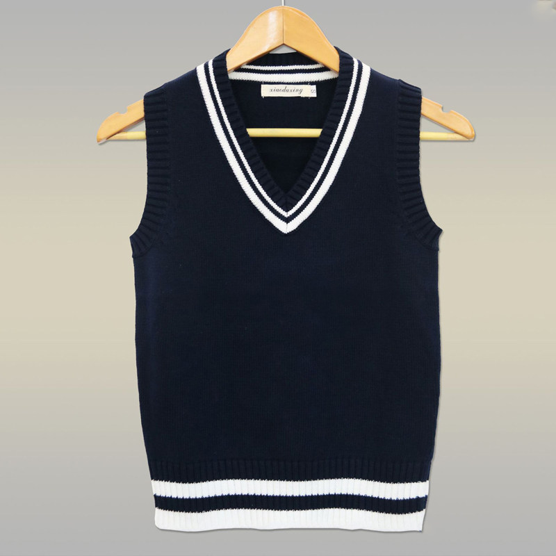 Sweater vest Primary school students autumn and winter V-neck pure ...
