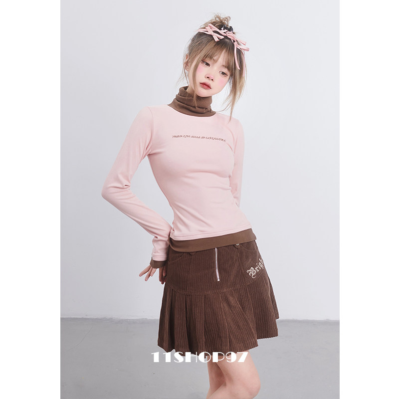 11SHOP97 Long-sleeved T-shirt women's winter inner wear American retro slim fit hot girl ...