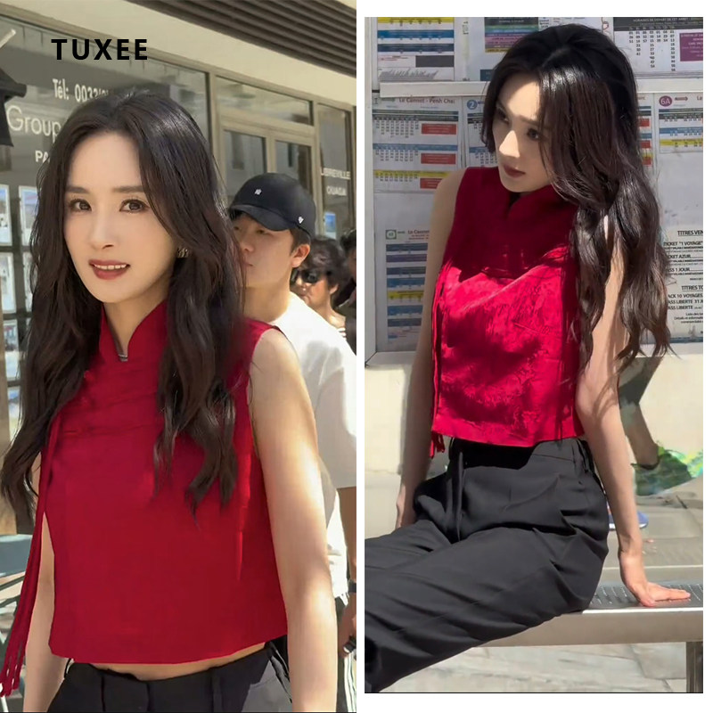 TUXEE杨幂同款红色新中式国风上衣，穿上就是时尚icon！🔥-棉衣-淘宝好物网