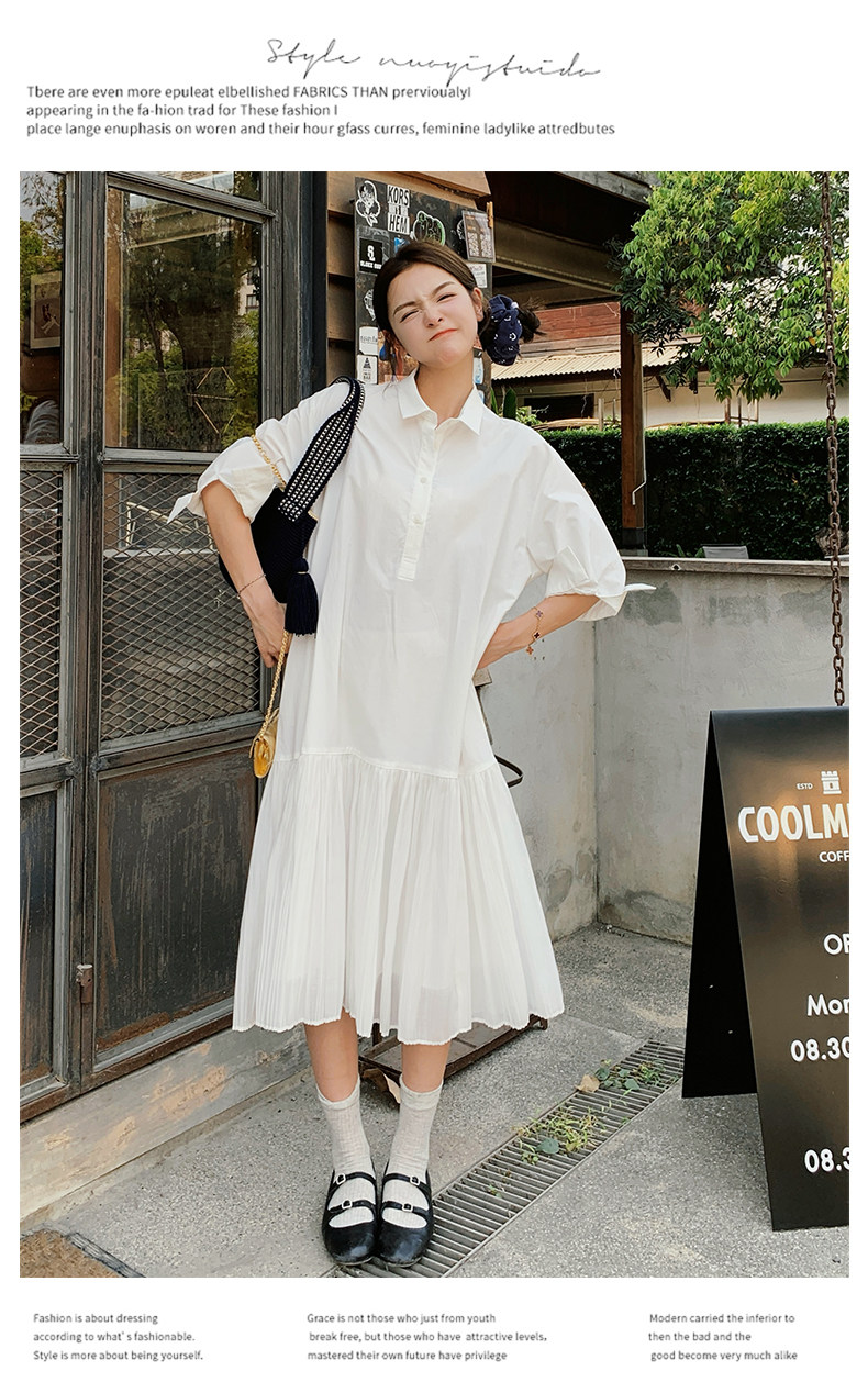 新款已出货2024夏新气质款七分袖白连衣裙225-8019-P125（控178）_浙宝2258019 - 杭州女装网
