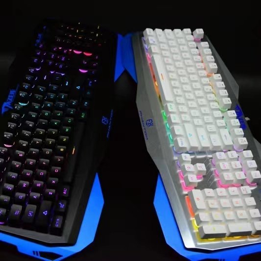 正品E-BLUE/宜博K735金属发光加重游戏机械手感键盘LOL吃鸡眼镜蛇