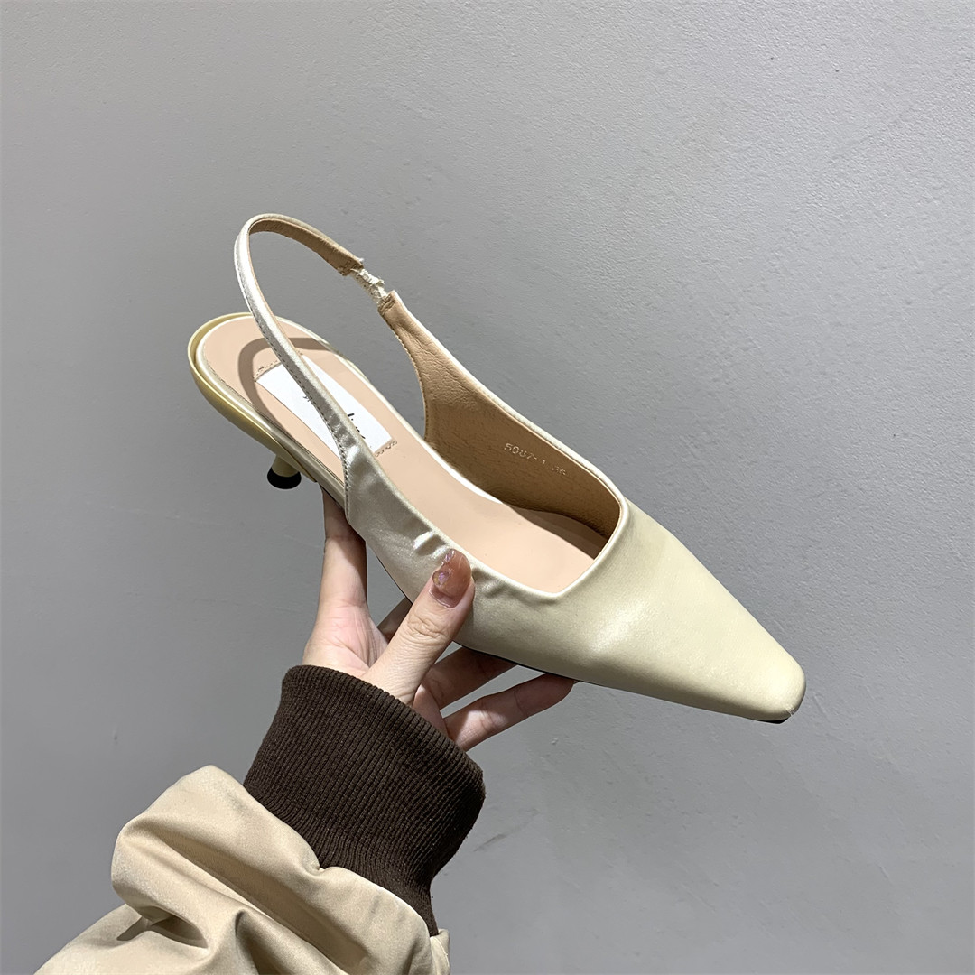 French Satin Shoes Fashion Pointed High Heels CHIC Stiletto Heel ...