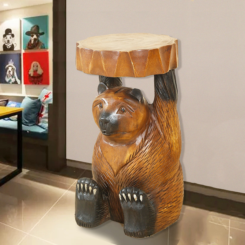 [USD 141.82] Solid wooden stools use Thai cute bear stools to change ...