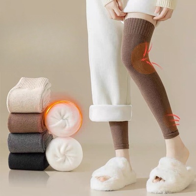 芬腾毛圈加厚长筒袜套女冬季保暖防滑护膝袜防寒袜套