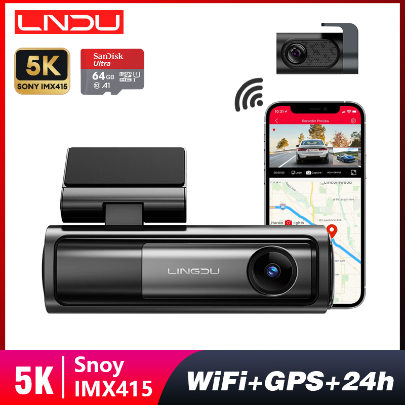 LINGDU Dash Cam 4K+2K Rear Cam Car DVR WiFi GPS行车记录仪24H-Taobao