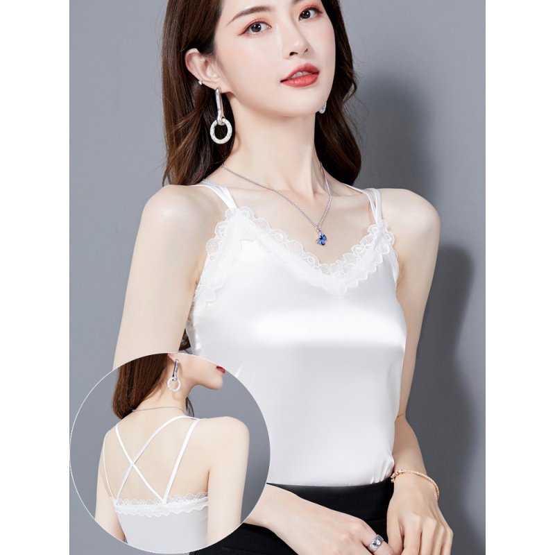 V-neck small camisole women's inner spring and summer black short ice ...