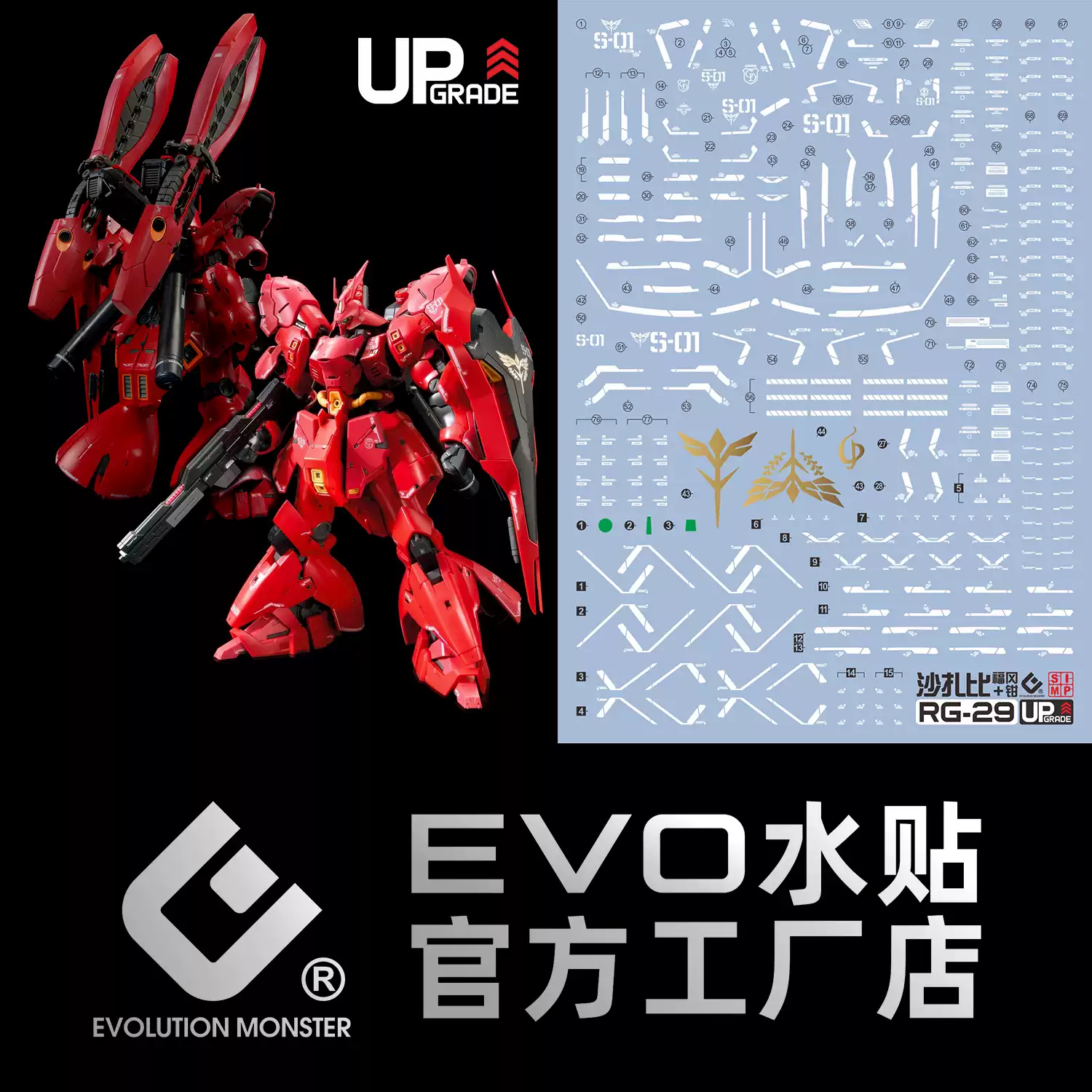 RG沙扎比水貼 EVO RG29熒光沙扎比模型貼紙 福岡限定夏亞配件