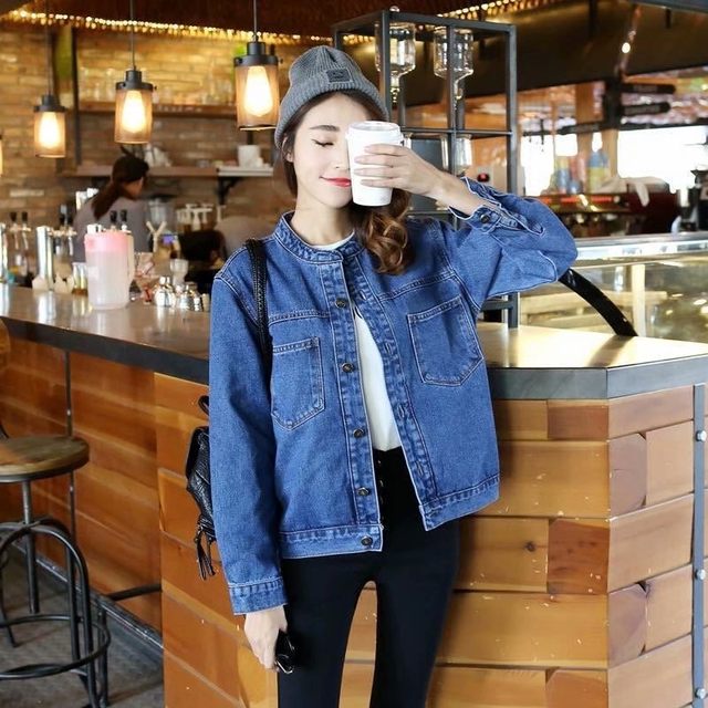 Dark blue denim jacket for women loose Korean version 2024 new spring ...