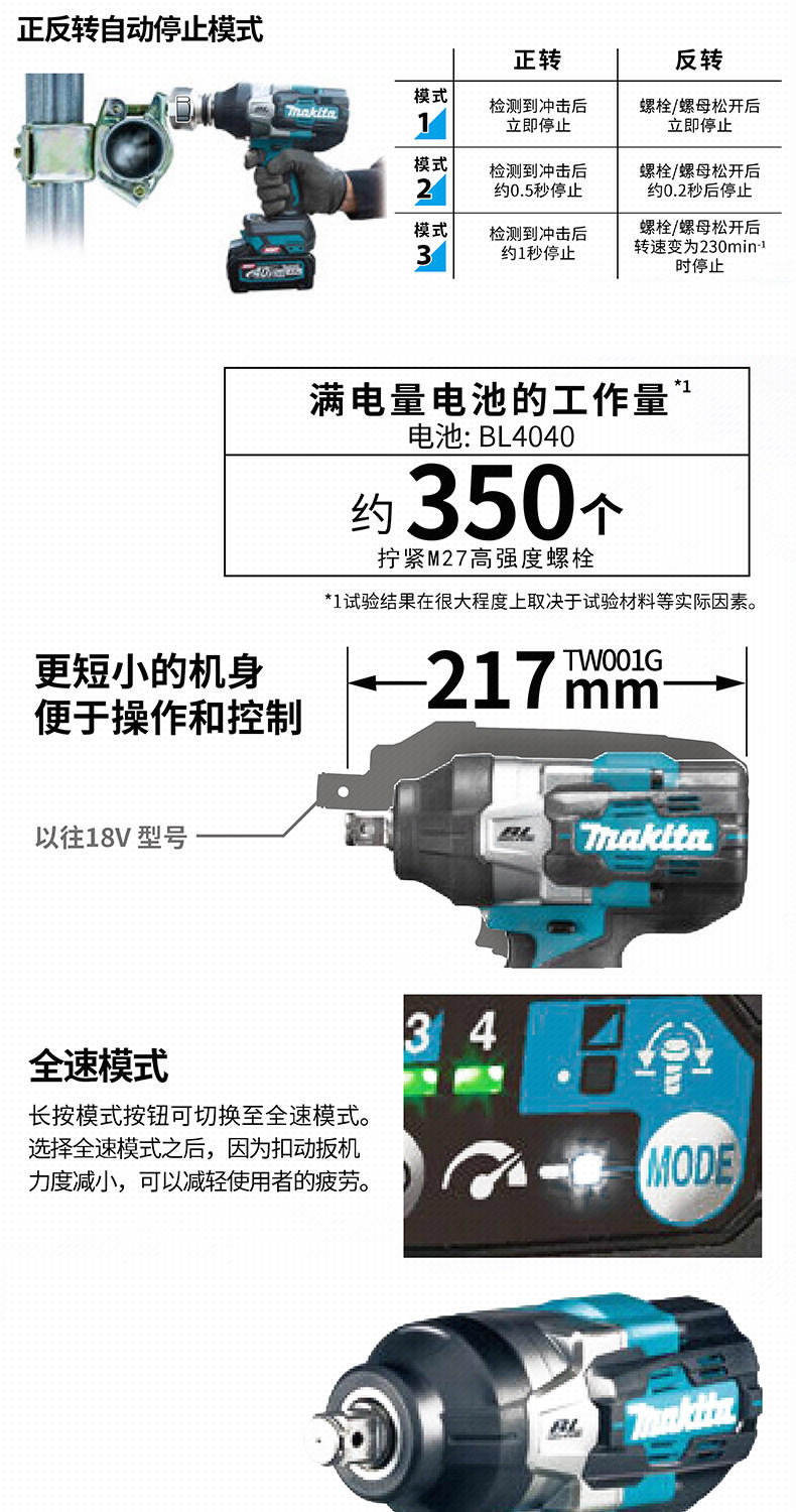 牧田40V充电式冲击扳手TW001无刷大扭力电动扳手汽修风炮2000牛米-阿里巴巴