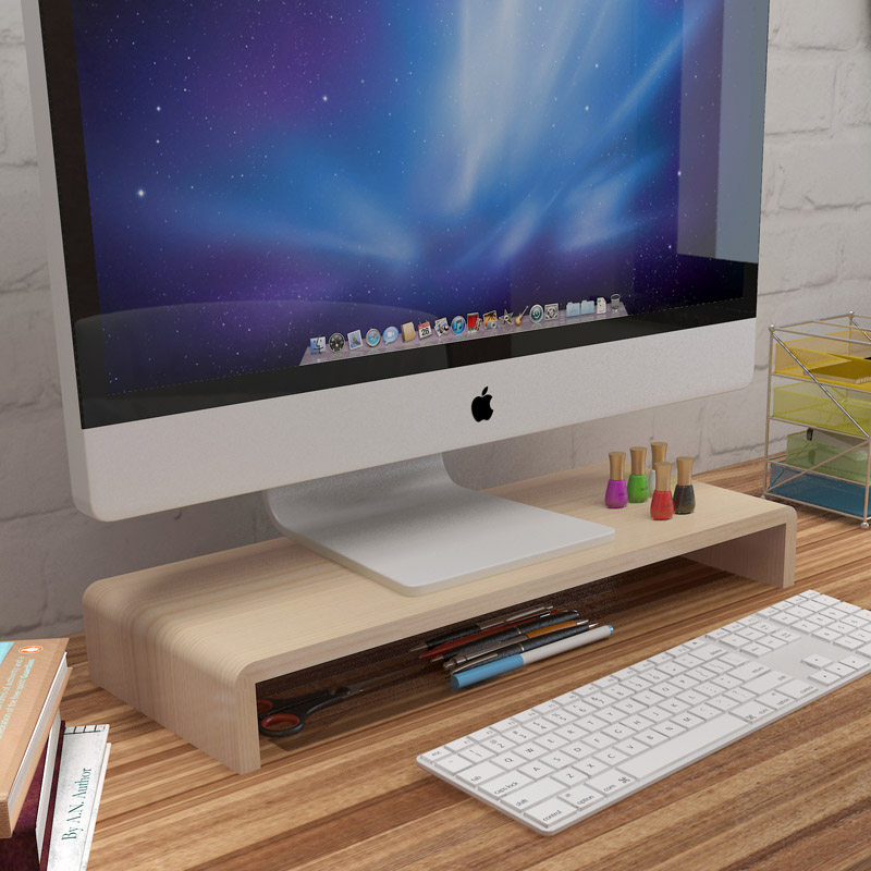 [USD 15.42] monitor raised solid wood cushion elevated computer screen ...