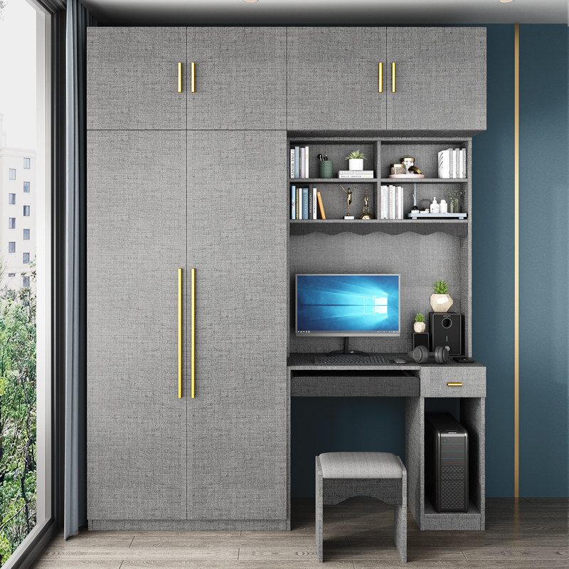 [USD 356.91] Simple modern wardrobe bookcase plus desk integrated home ...