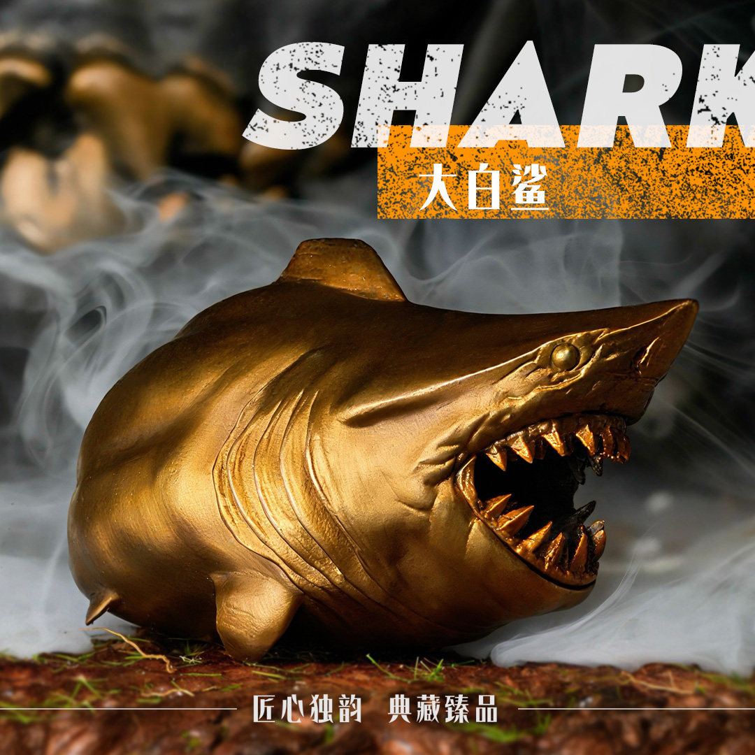 Bronze fine great white shark realistic trendy toy figure: artistic ...