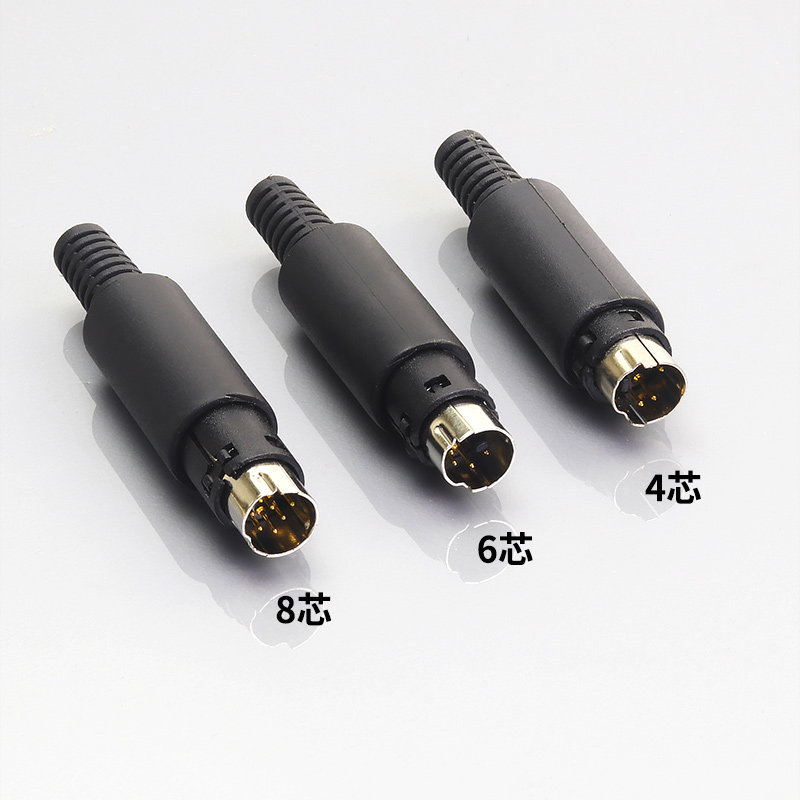 [USD 5.11] Gold-plated S-end small 8-core plug MD8 connector PLC round ...
