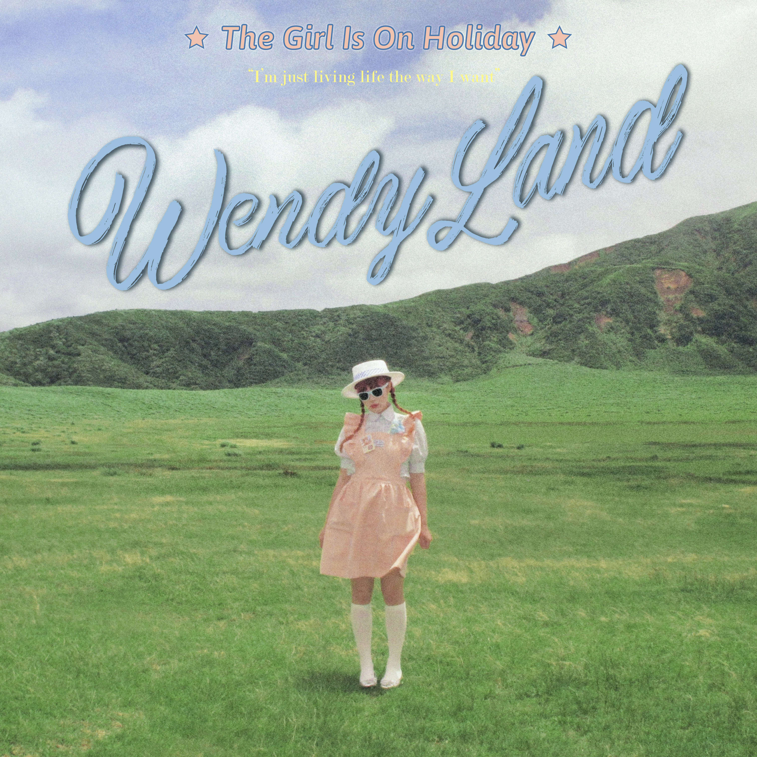 Wendyland-The Girl Is On Holiday橙蓝格纹可爱复古少女甜心围裙
