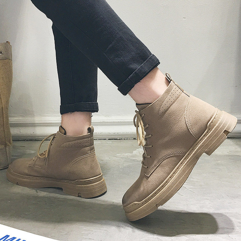 Spring Martin boots male high-top plus velvet British wind tools boots ...